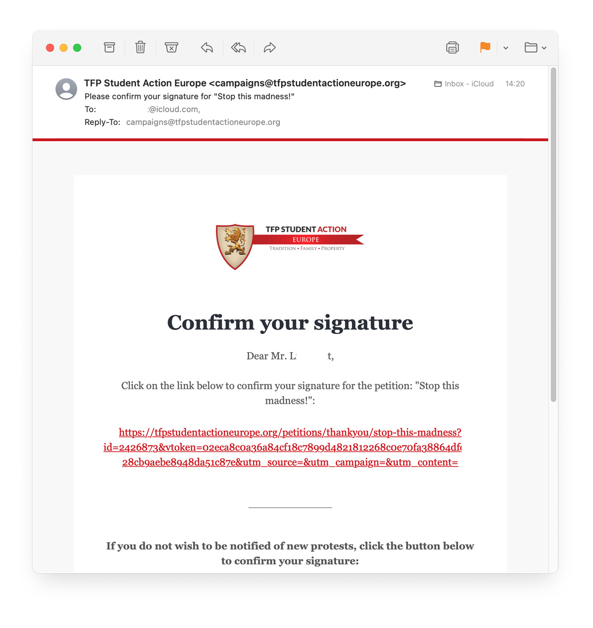 Check your inbox and confirm your… | TFP Student Action Europe